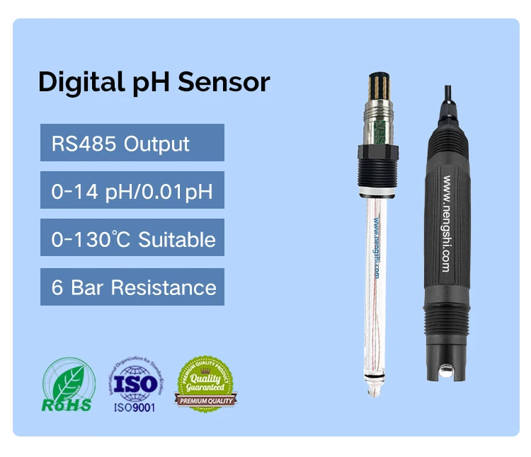 PPS Plastic pH Sensor RS485 Output Digital ph Monitoring Probe OEM ...