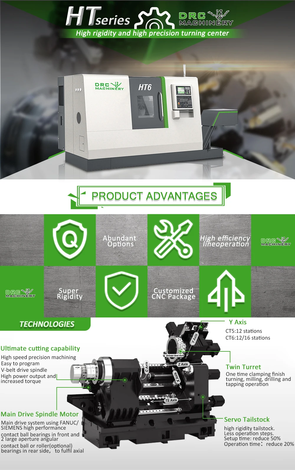 German Precision Cnc Lathe Horizontal Cnc Turning Center With Live Tool ...