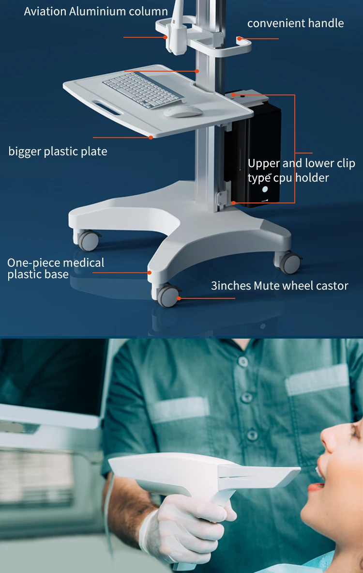 Likaymo Medical Trolley With Monitor Mount And Oral Scanner Holder ...