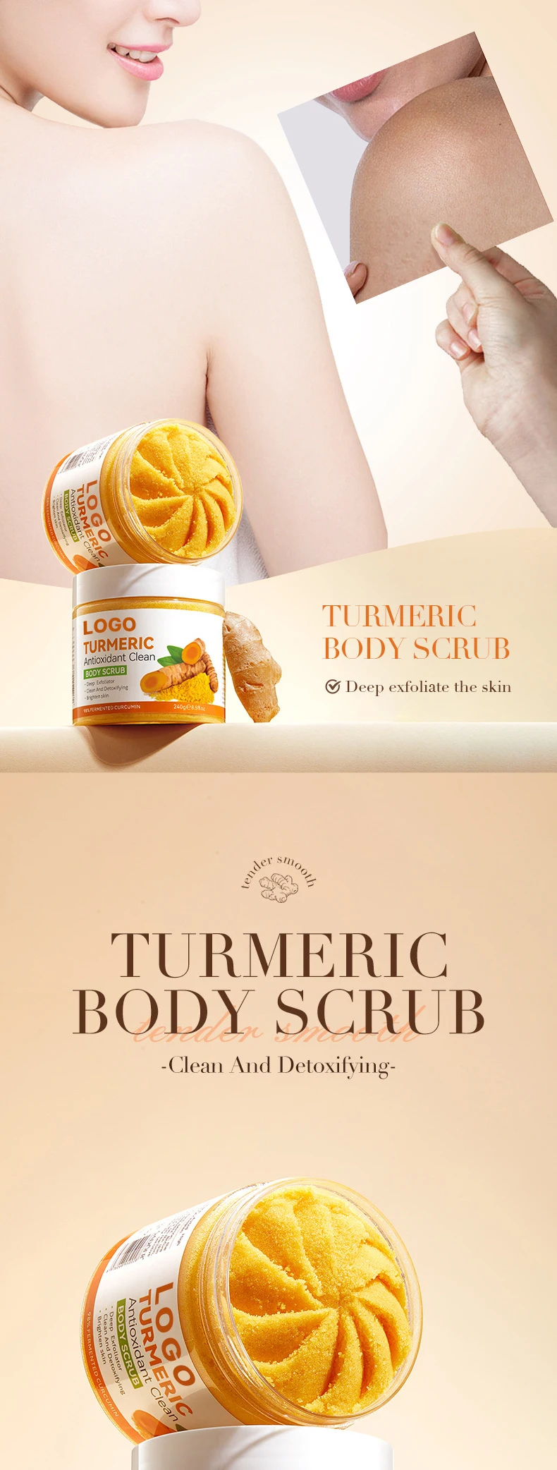 Natural Organic Oem Turmeric Face Body Scrub Improve Acne Antioxidant ...