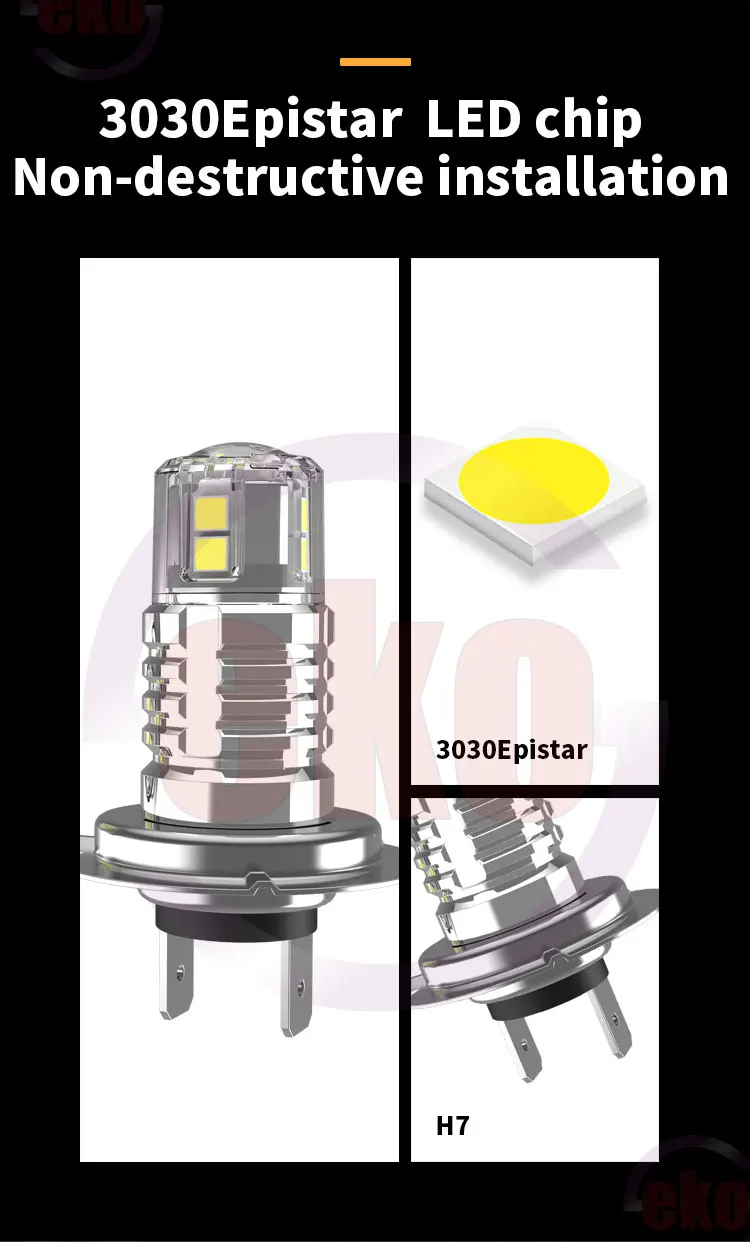 Led H7 3030 Headlights Lens H7xenon Bulb 3030 12SMD Amber White H7 Led ...