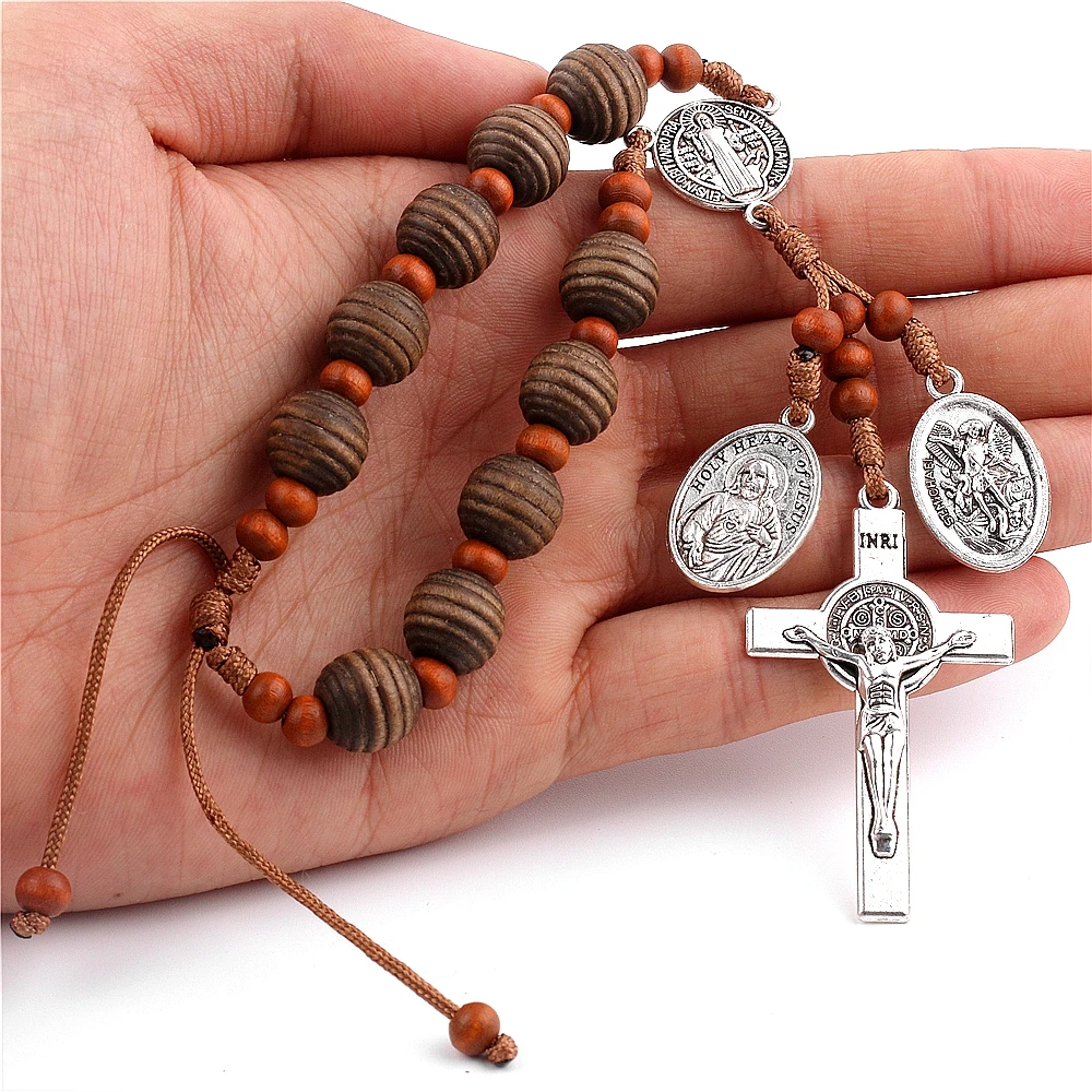 Catholic 12mm Wooden Beads Door Hanger St. Benedict Home Blessing ...