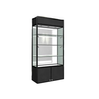 Lighted All Glass Retail Display Case With Shelves,Locking Storage With ...