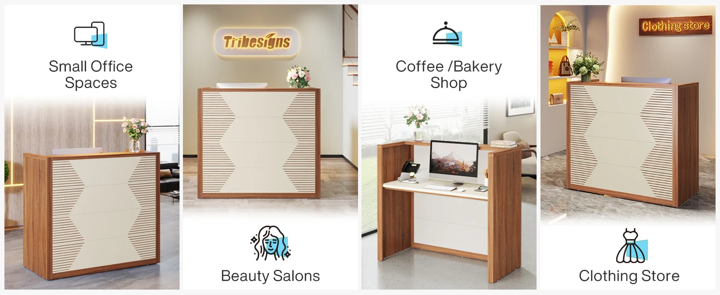 Tribesigns Customize Logo Small Wood Front Reception Desks Retail ...