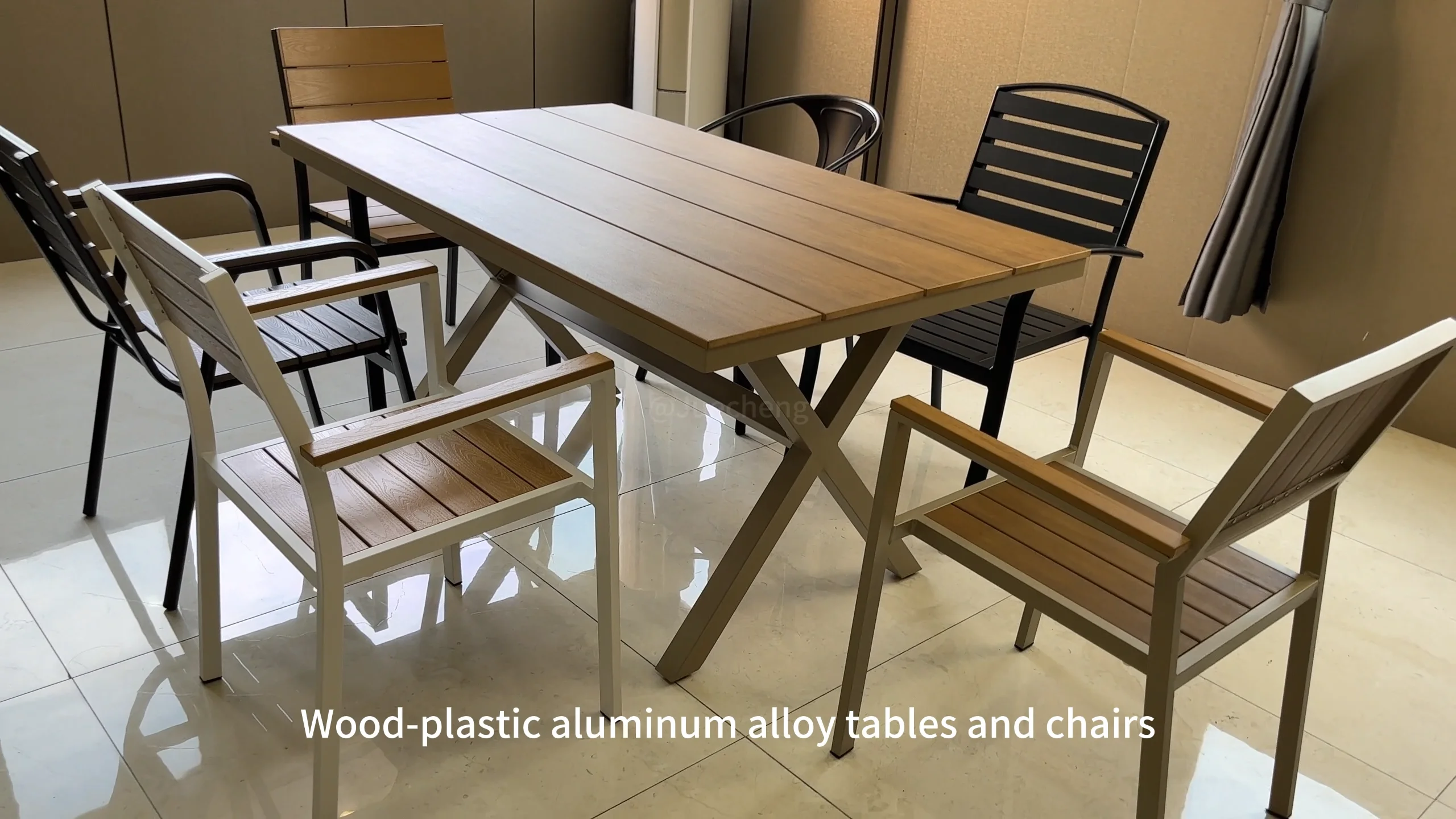 Modern Plastic Wood Outdoor Restaurant Garden Tables And Chairs Outdoor ...