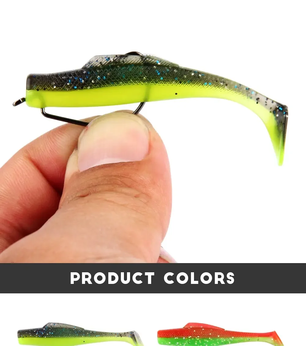 Spinpole TPR Swim Bait Double Color T Tail Worm Fishing Bait Shad Lure ...