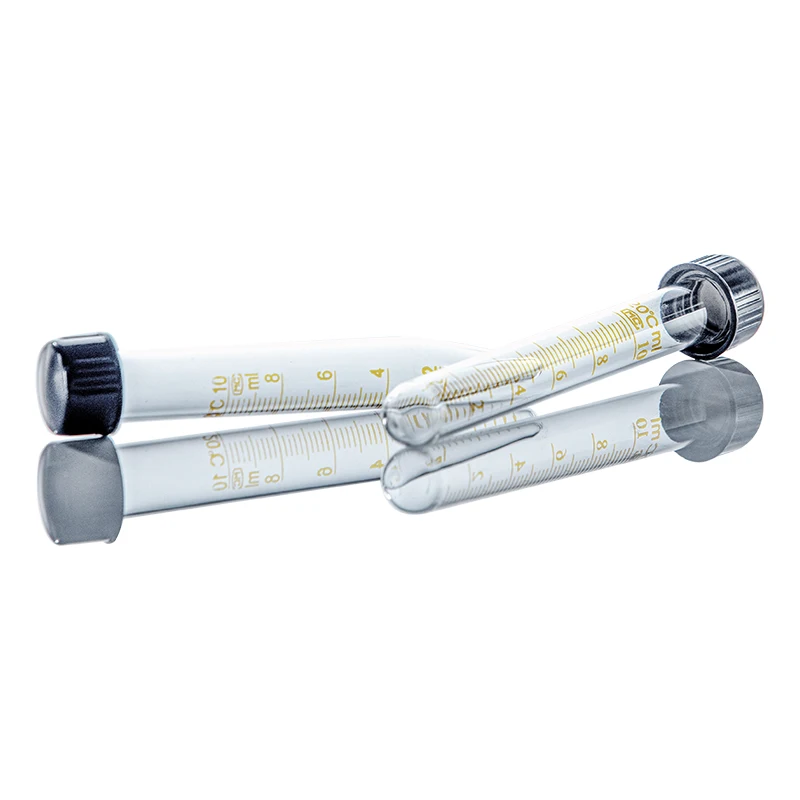 Laboratory Glass Graduated round bottom test Tube With screw mouth ...
