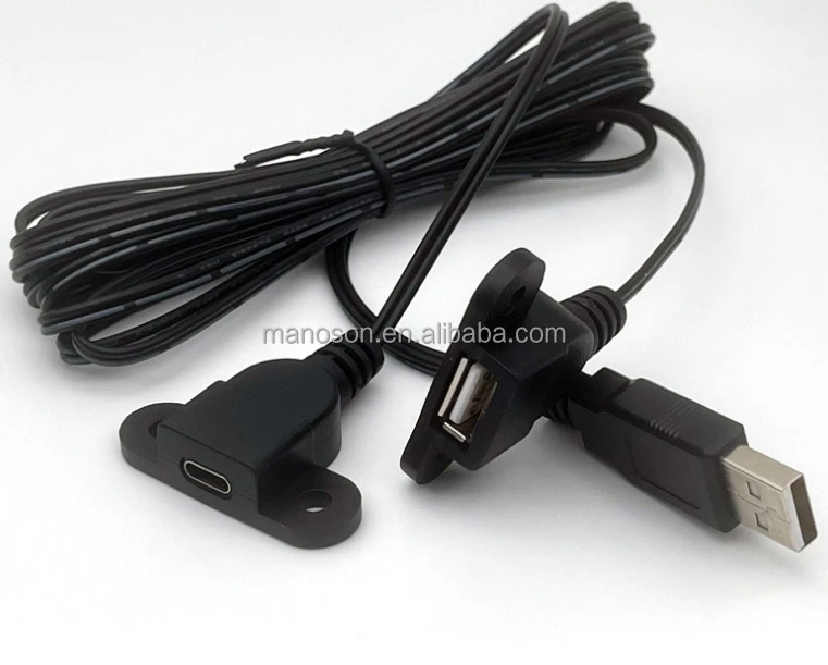 1.5m USB Male to 2 Female Charging Cable Furniture Nightstand USB C ...