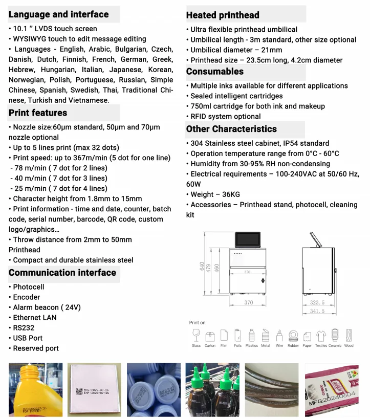 New Model C240 Touch Screen Cij Inkjet Coding Printer Multi-Languages ...