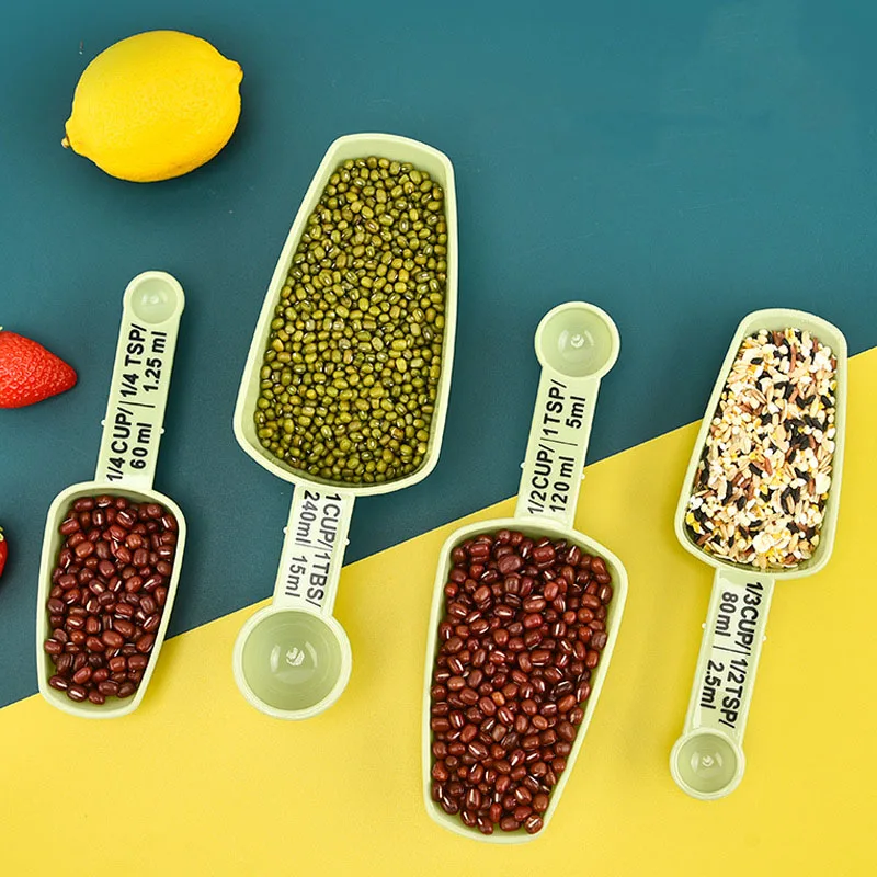 Double-ended Plastic Spatula 4-piece Plastic Measuring Spoon 4-piece ...