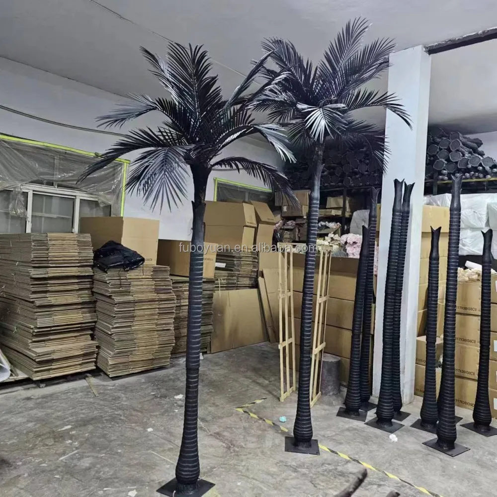 Patio Pink Big Fake Palm Tree - Large Plastic Artificial Plant for ...