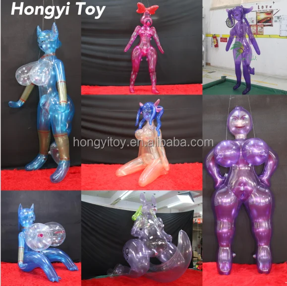 Custom Inflatable Transparent Blue Cat Doll by Hongyi