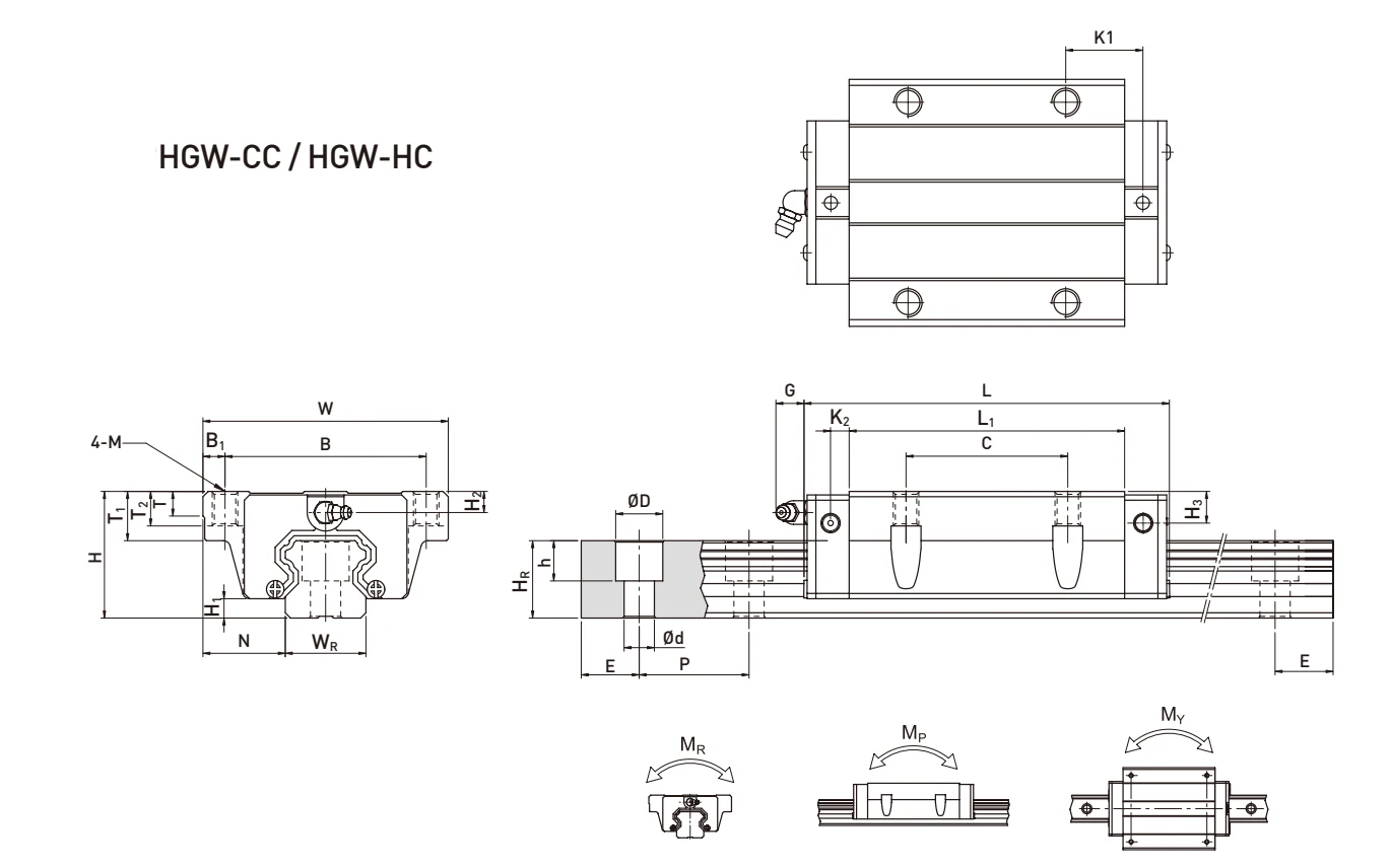 Hgr20 Linear Guide Rail Cnc System Block Kit 1000mm 2000mm 3000mm With ...