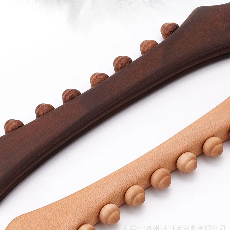 10 Beads Wooden Gua Sha Stick Anti Cellulite Massage Wooden Body ...