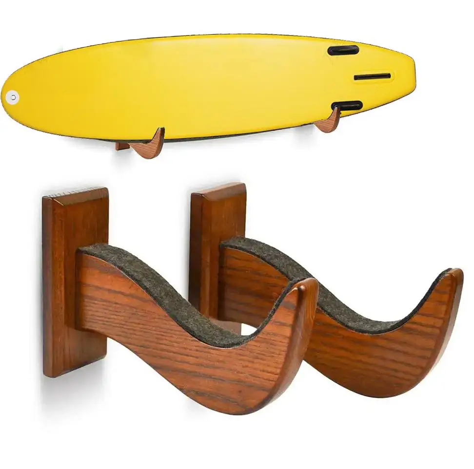 Wooden Wall Hanging Bracket Surfboard Snowboard Skateboard Holder Water ...