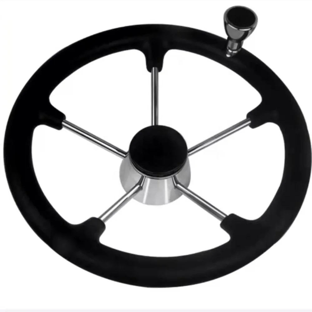 Marine Grade 316 Stainless Steel Boat Steering Wheel 13.5 Inch With 5 ...
