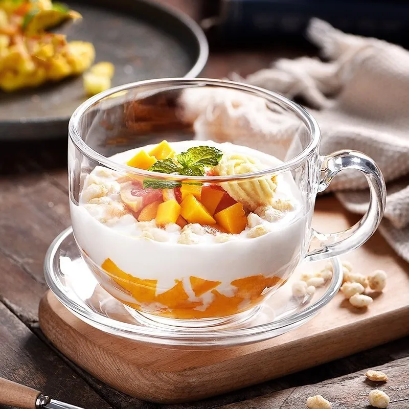 Wholesale Breakfast Glass Cup Glass Mug For Oatmeal Milk Coffee Water ...
