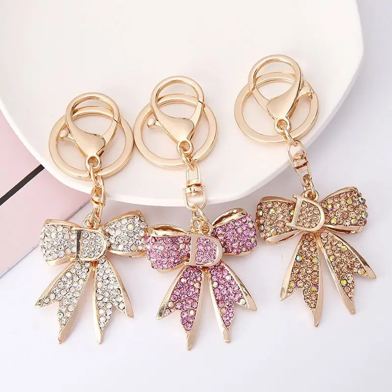 Hot Style Rhinestone Crystal Cute Key Chains Metal Enamel Marvel Bow ...