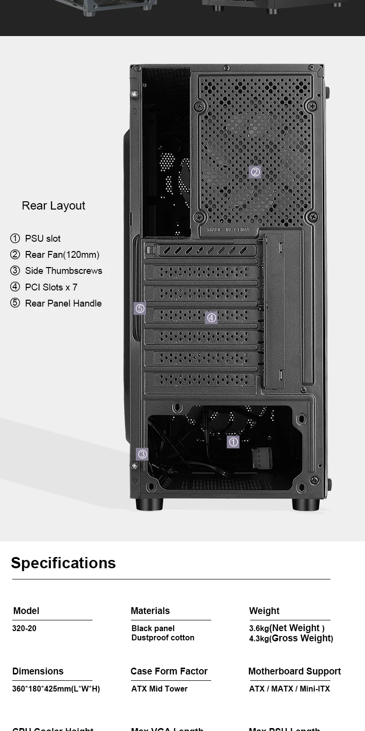 OEM ATX Computer Case PC Case Gaming Gabinete Pc Gamer Desktop ABS ...