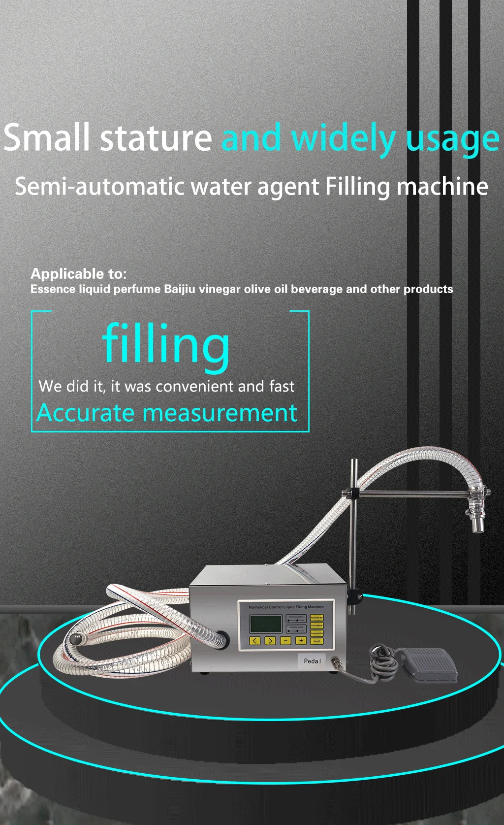 Liquid Filler Semi Automatic Piston Benchtop Beverage Mineral Water ...