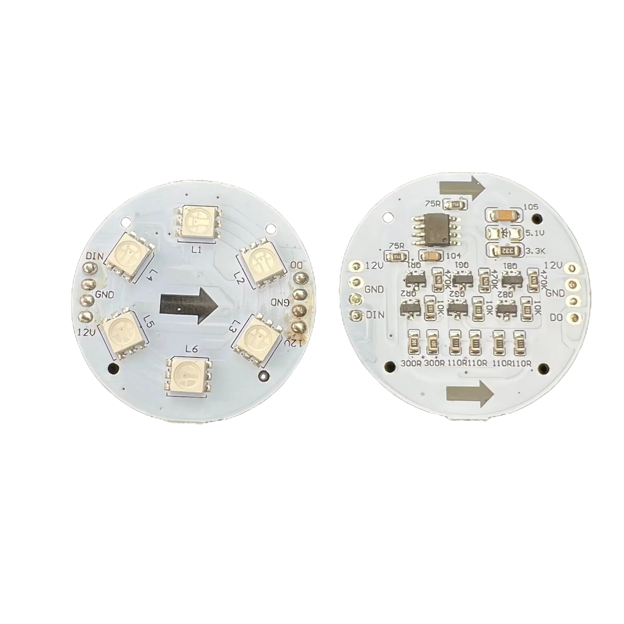 60mm Diameter WS2811 UCS2904 Globe Pixel Light;DC12V 24V;1.44W(6 LEDs);White Base;3pin JST SM ...