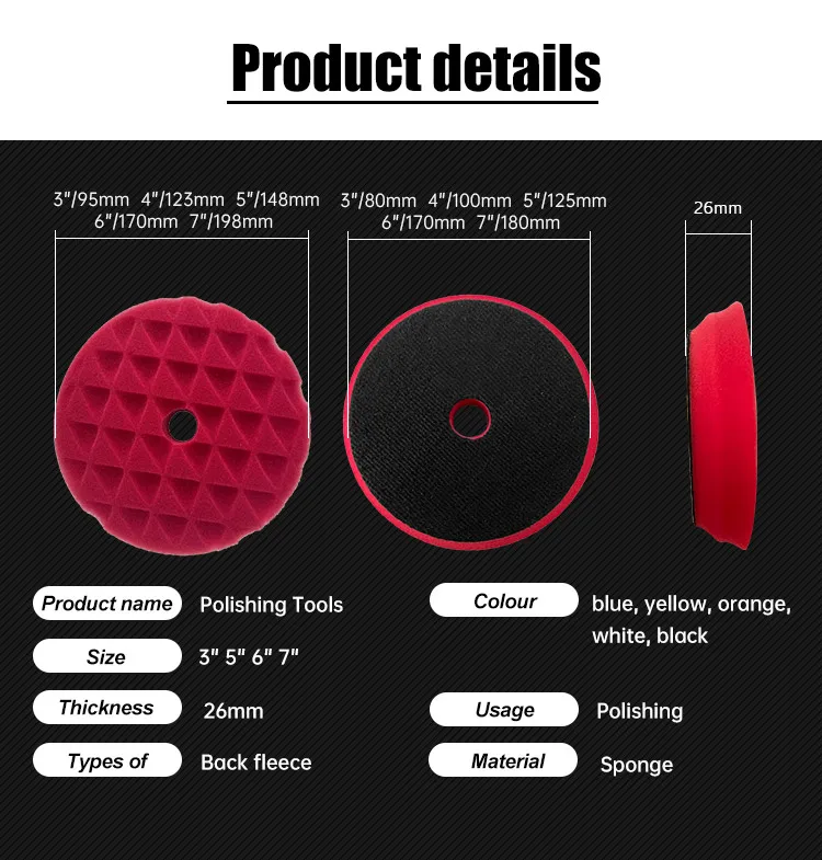 Double Beveled 3 Steps Compound/polishing/finishing Foam Buffing Pads ...