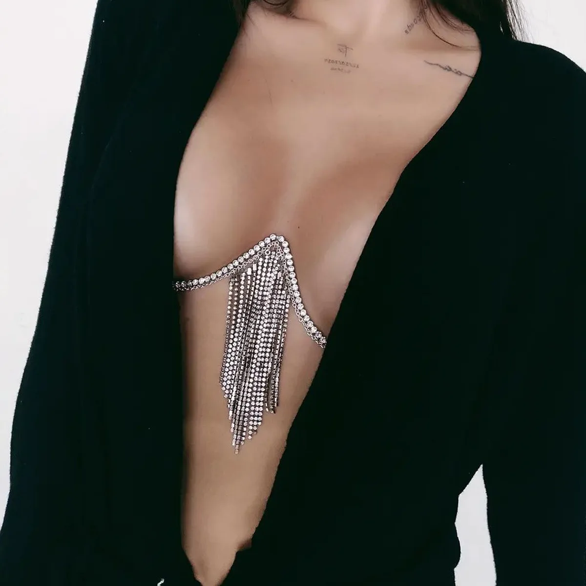 Custom Crystal Neck Chest Body Chain Shiny Full Rhinestone Body Chain