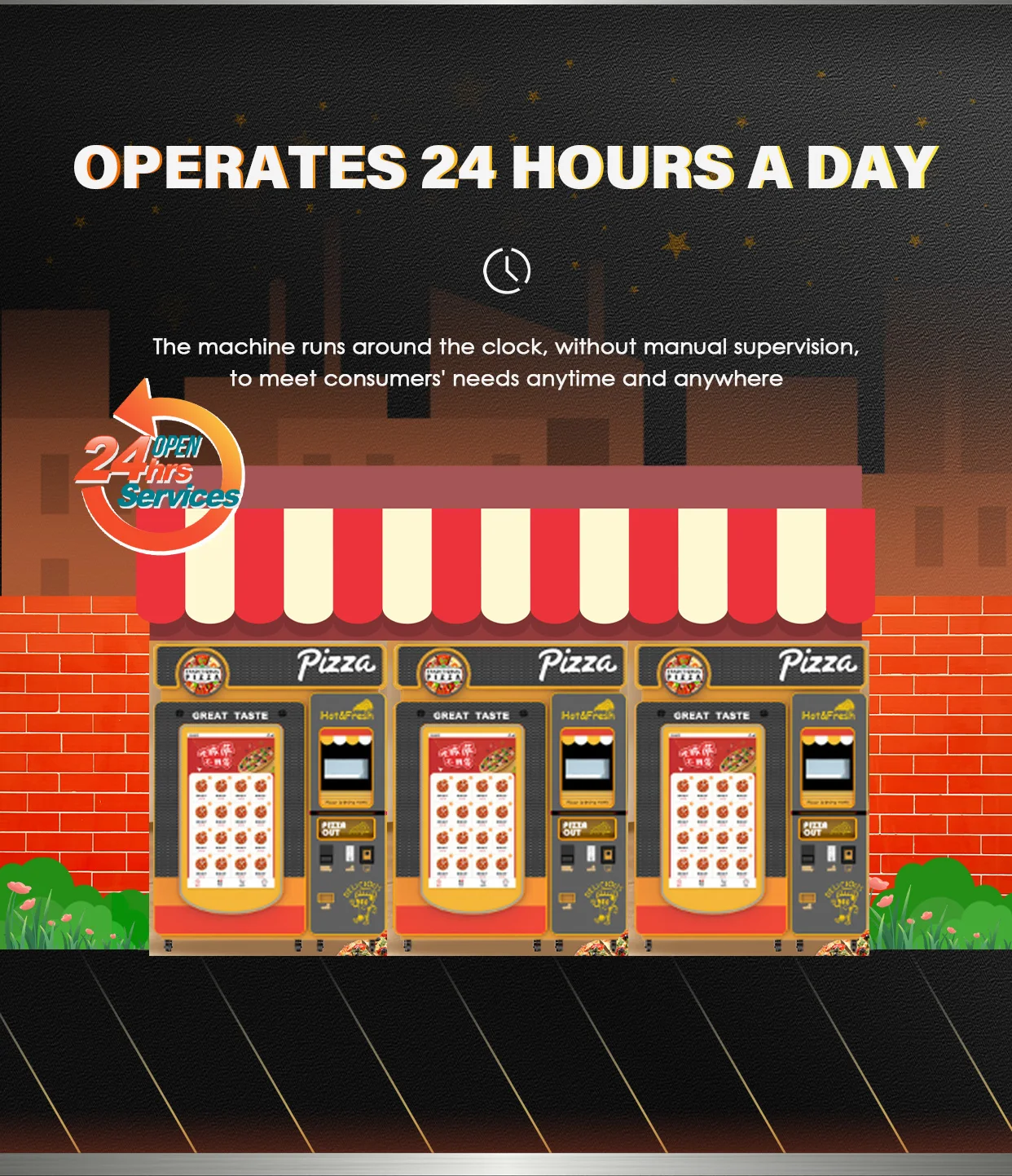 Fully Automatic Pizza Vending Machines with 55inch Touch Screen