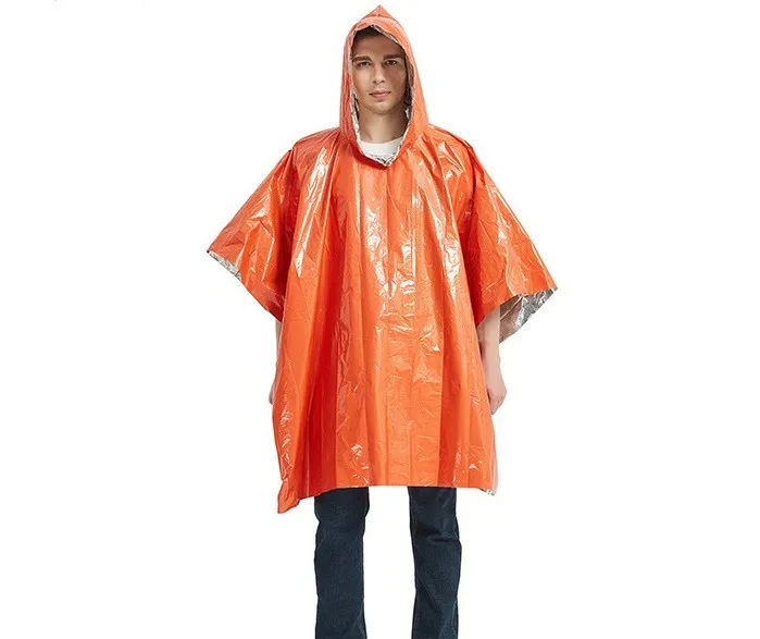 Emergency Survival Thermal Raincoat with Hood for Outdoor Camping ...