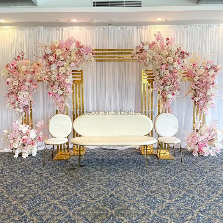 Elegant Iron Backdrop Frame with LED Lights for Weddings