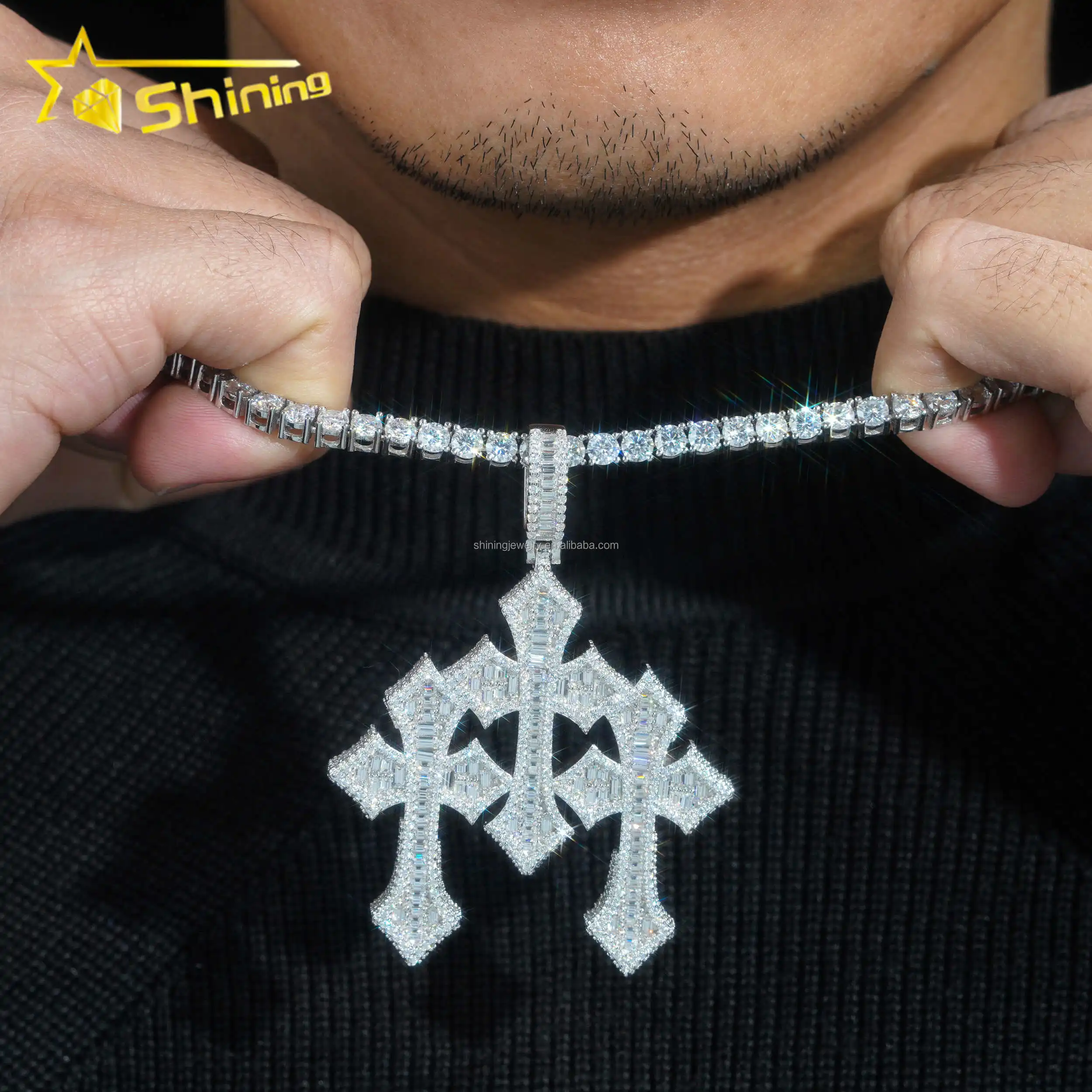 Custom Cross Pendant Fine Jewelry Necklaces Silver 925 Gold Plated Fine ...