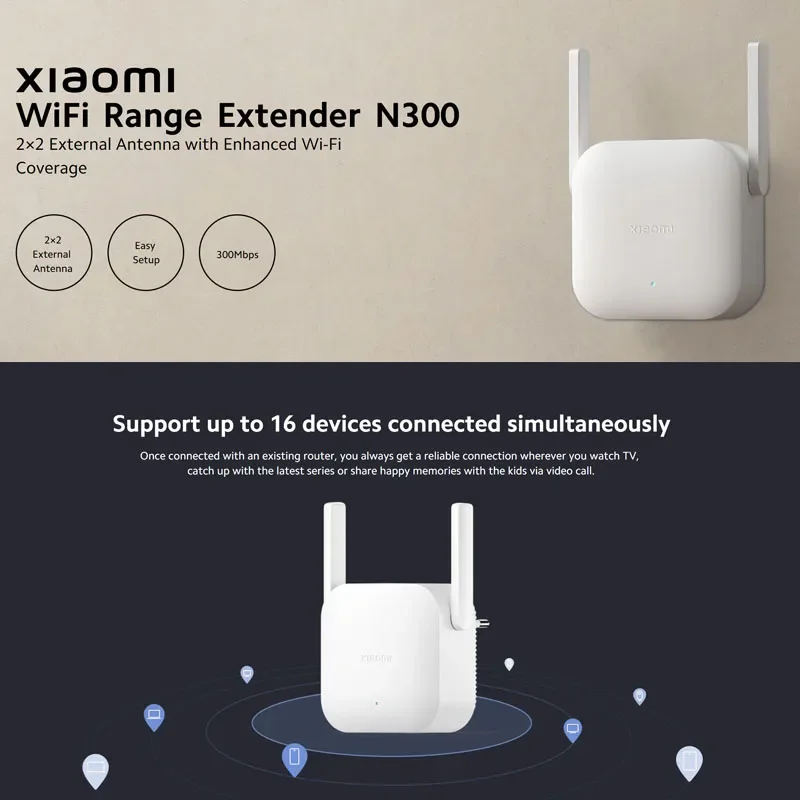 New Original Xiaomi Wifi Range Extender N300 Amplifier 300m 2.4g ...