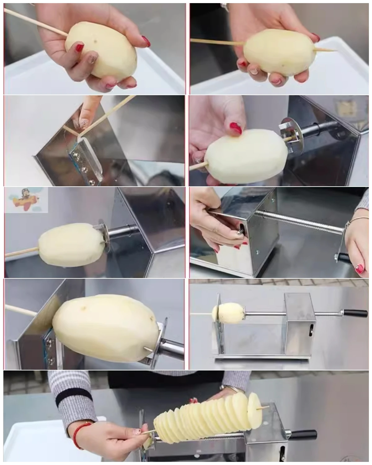 Manual Type Potato Rotary Chips Spiral Frying Machine Crisps Twister ...