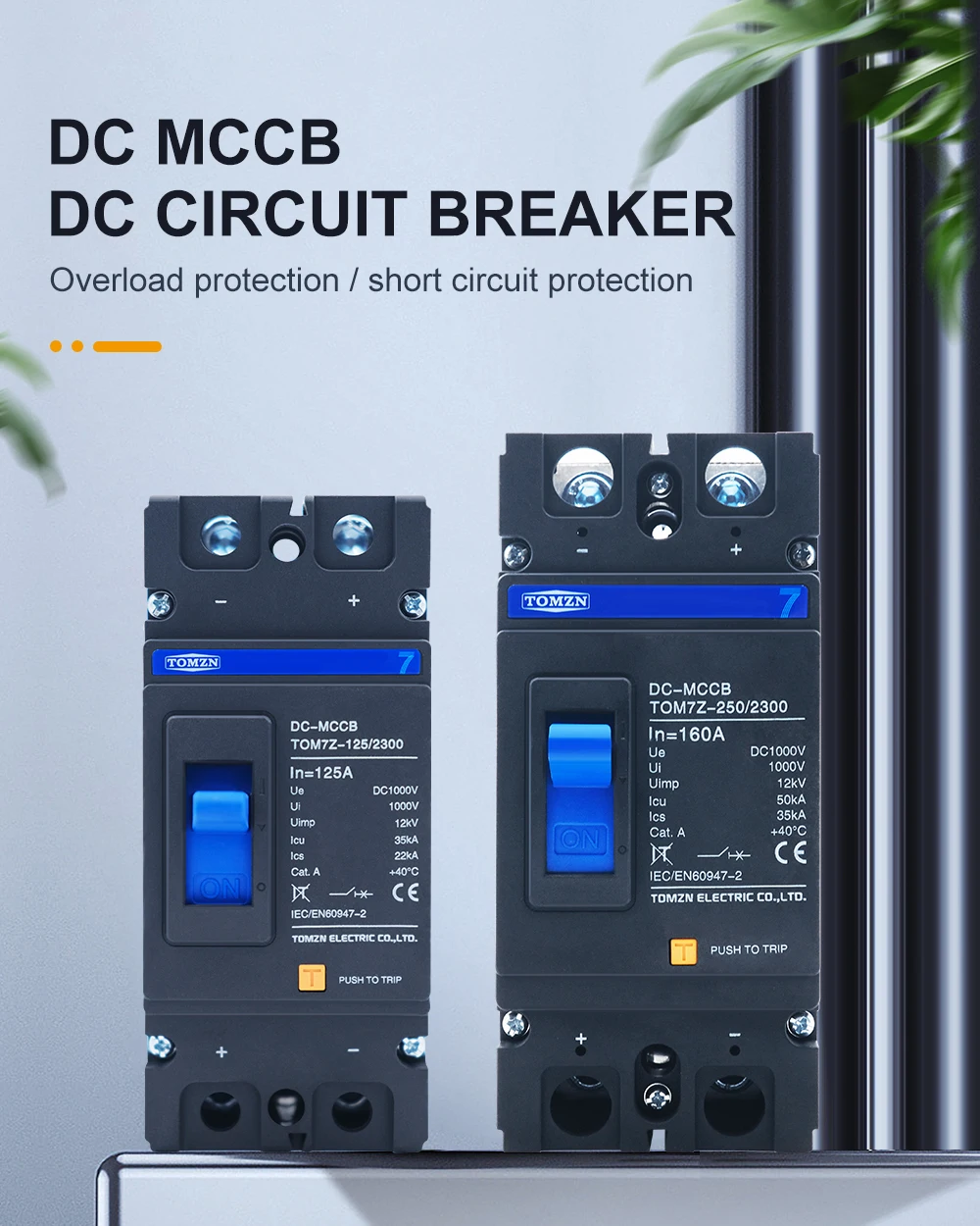 2P DC MCCB TOM7Z 1000V DC Solar Molded Case Circuit Breaker MCCB ...