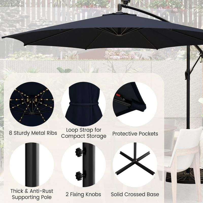 Outdoor Adjustable Cantilever 3M Beach Parasol Umbrella Garden Sun ...