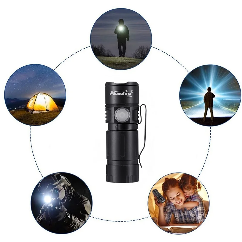 Alonefire X30 XPG Mini USB Rechargeable Flashlight - Portable LED Torch ...