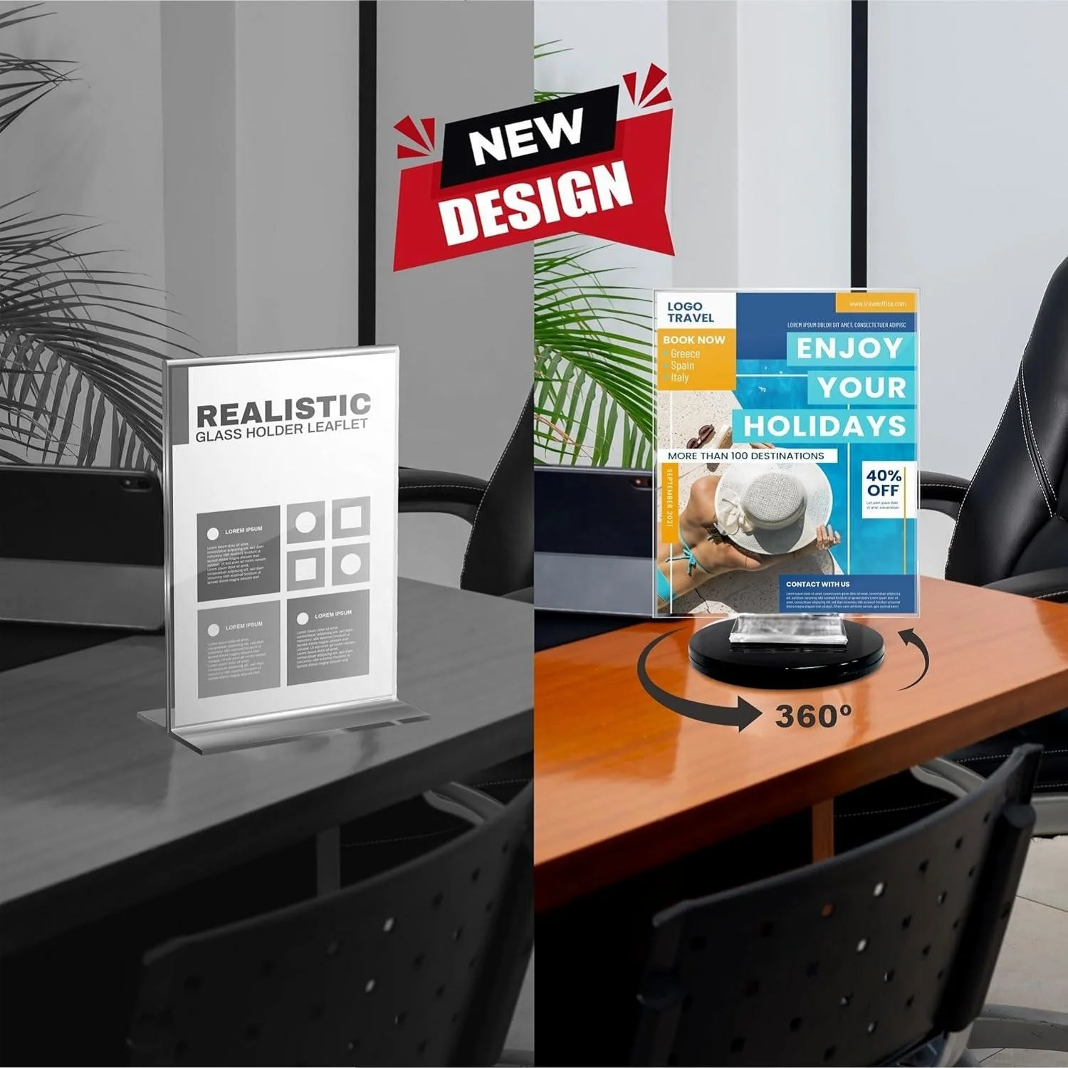 360 Clear Acrylic Sign Holder Display Organizer for Plastic Table Paper ...