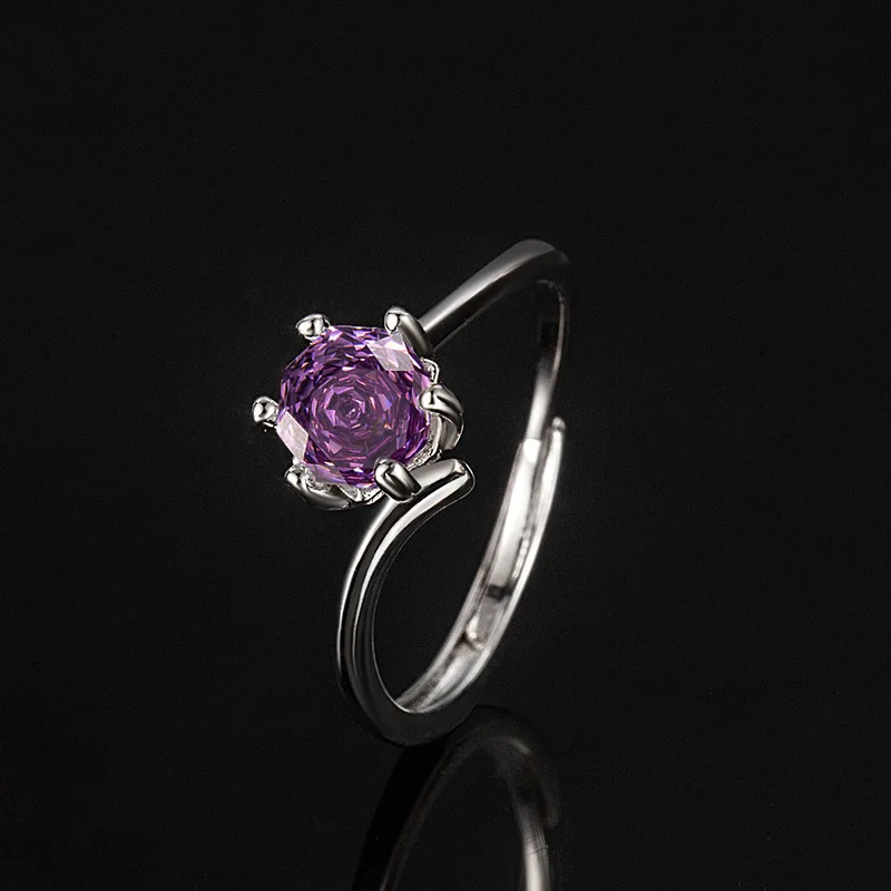 TikTok Live Broadcast Octagon Dried Rose Cut Ring for Women, Embedded ...