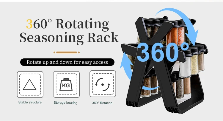 Kitchen Multifunctional Rotating Spice Rack With Jars Revolving Rack ...