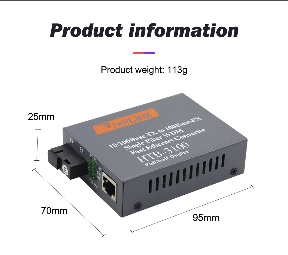 Top Quality base SM Single Fiber WDM Fiber Optic 10/100m Sfp Slot Fiber ...