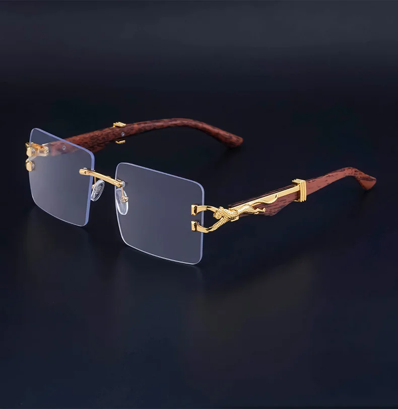 LBA Shades Retro Rimless Sunglasses - Personalized Cheetah Frame