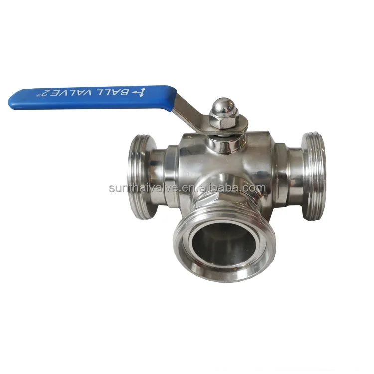 Stainless Steel Sanitary Dn50/2inch Threaded 3 Way Ball Valve L Type T Type