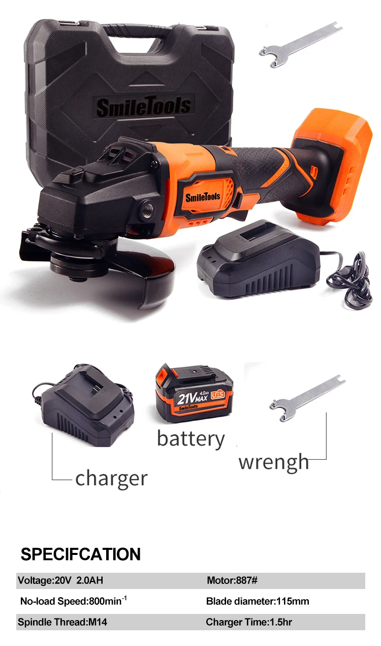 115mm Professional Cordless Angle Grinder Electric Mini Portable Angle ...