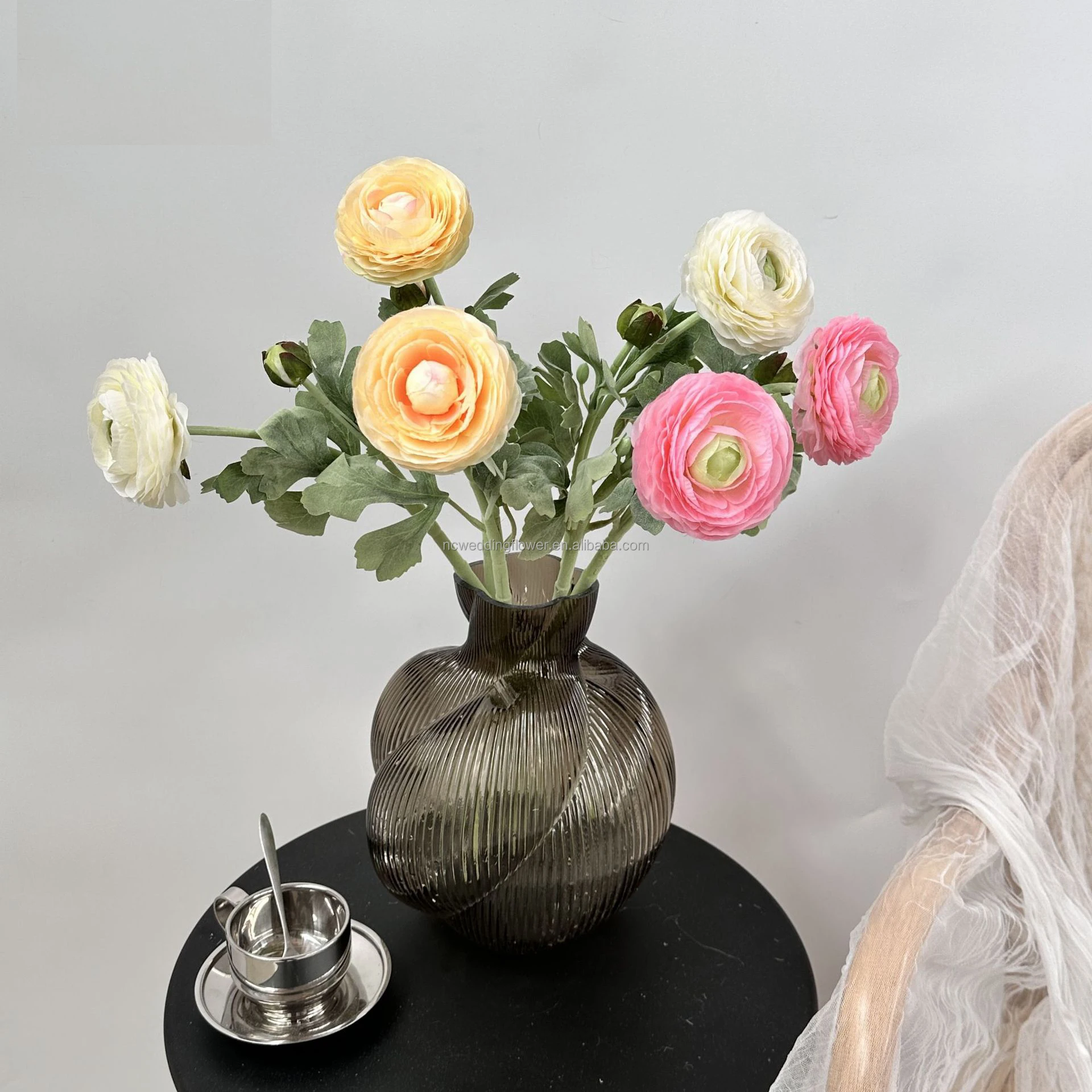 Luxury Real Touch 50cm 19.5 Inch Ranunculus Artificial Wedding Flower ...