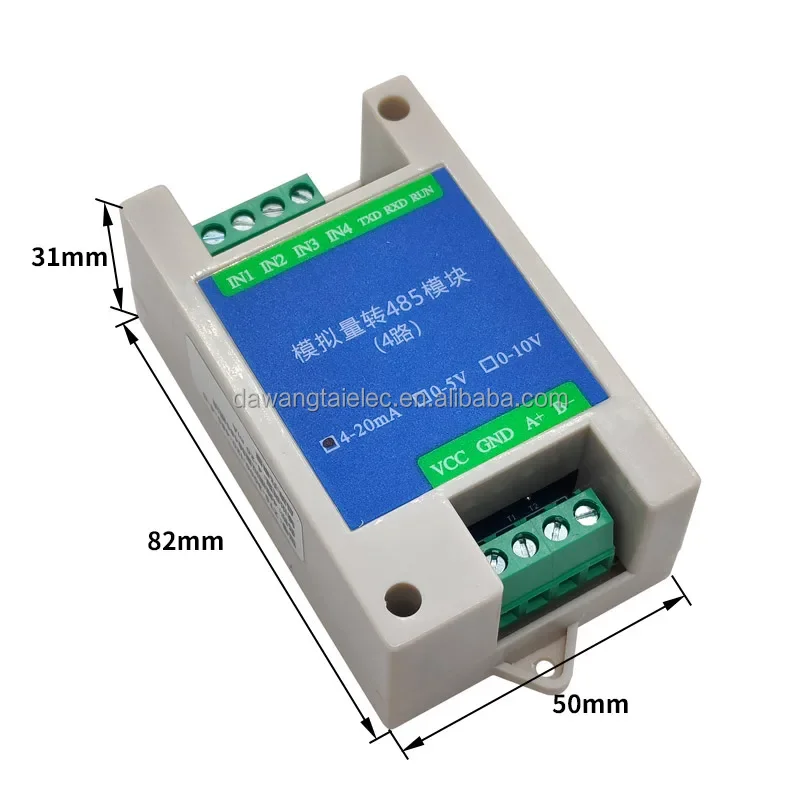 Convert 4-20ma, 0-5V, 0-10V to RS485 with Dawangtai Modules