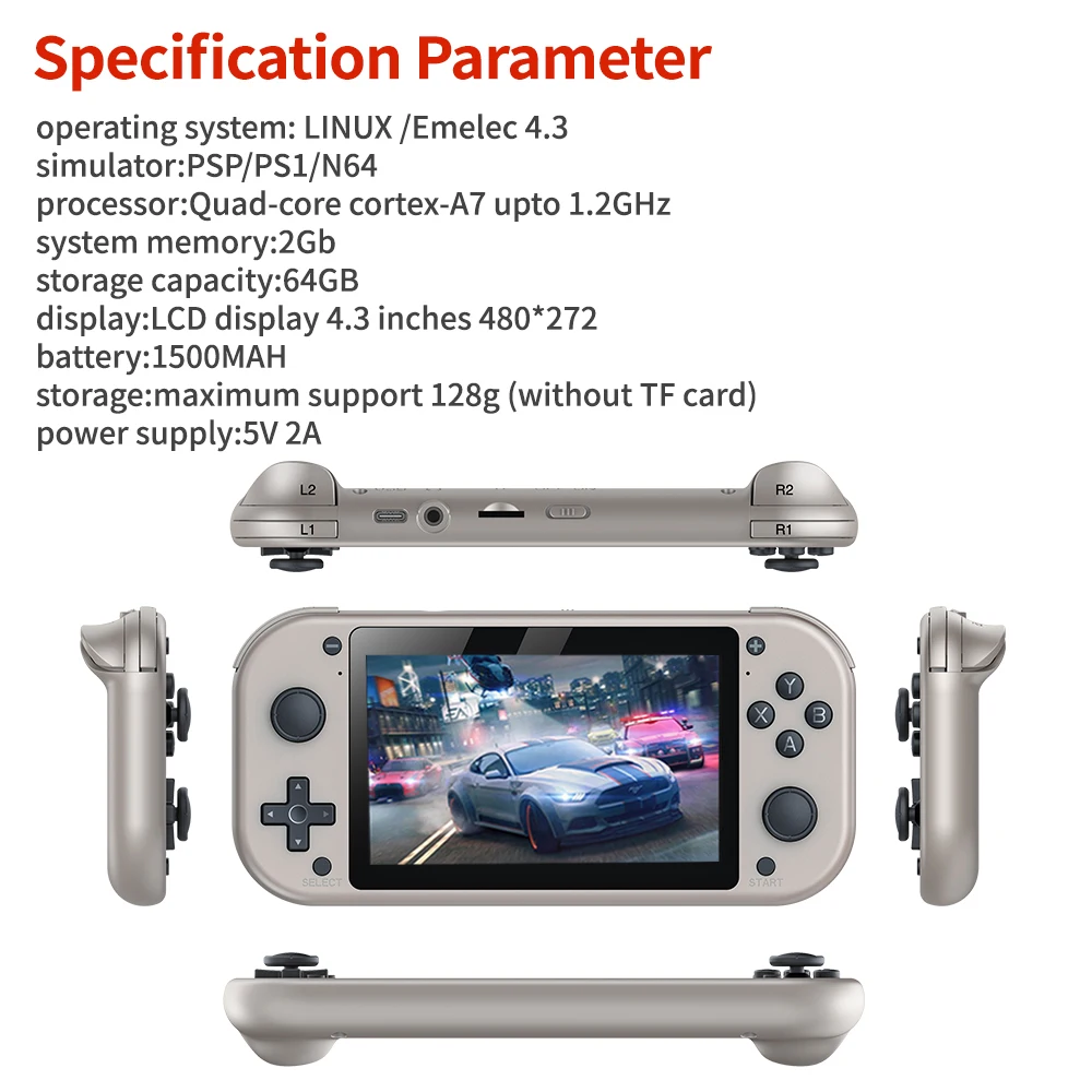 Yo M17 Handheld Game Player - 4.3 Inch Screen, 64GB Storage