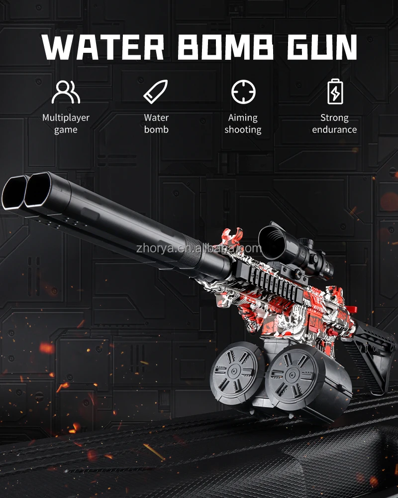 Zhorya M4 Double Barrel Gelblaster Splatter Ball Gel Gun Electric Splat ...