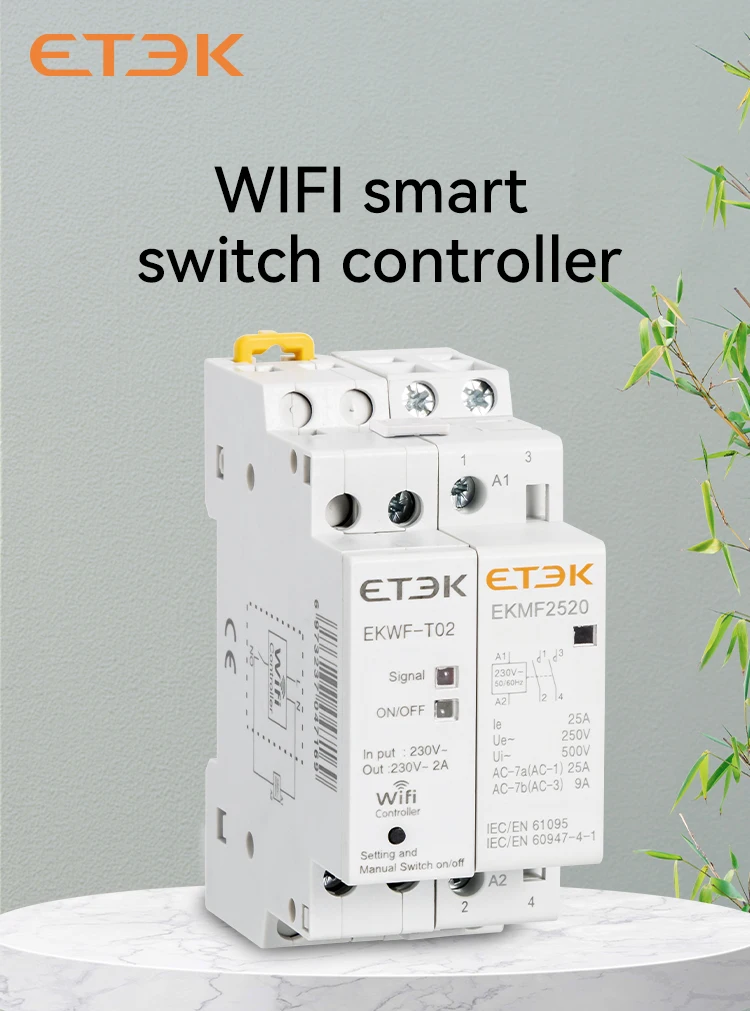 Smart Modular Contactor AC 220v by ETEK - Control via TUYA APP