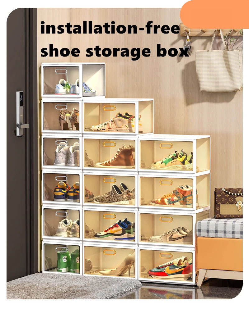 Foldable Shoe Box - Durable, Dustproof & Stackable Storage