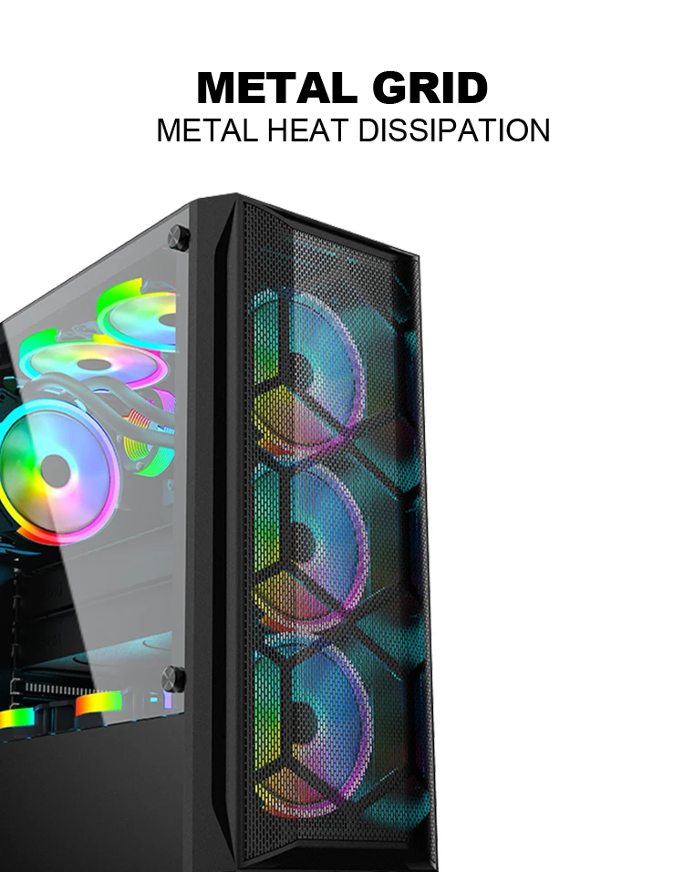 Tfdp Oem Metal Grid Computer Rgb Cases Tempered Glass Side Window ...